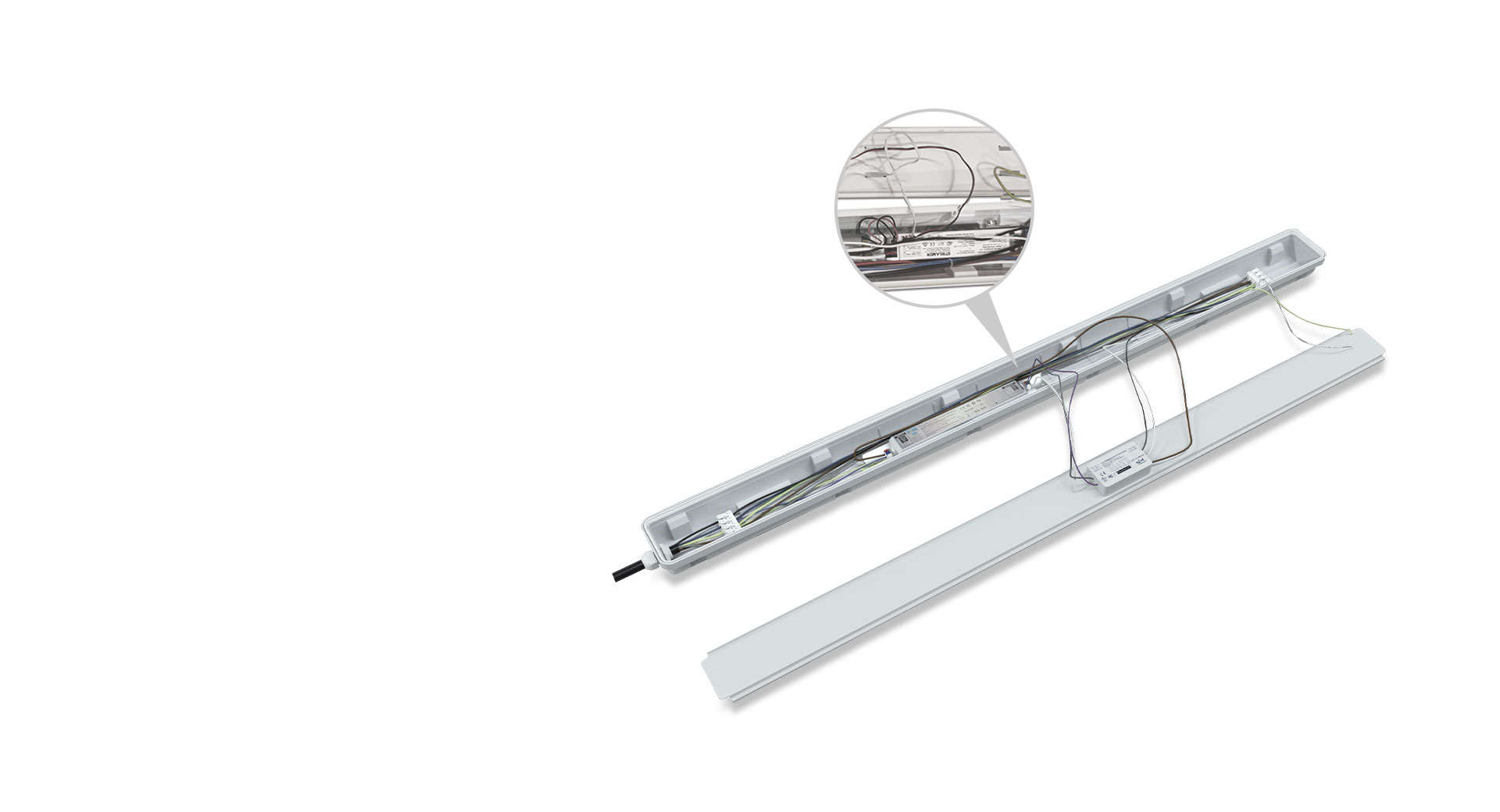 Batten IP66 LED Tri-proof Light with Emergency battery and self-test ...